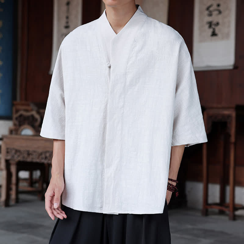 Buddha Stones Spring Summer Tang Style Minimalist Pankou Solid Men's E ...